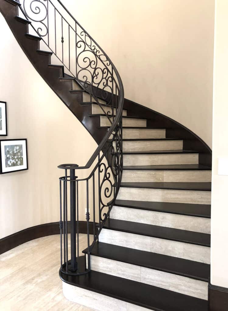 Wrought Iron Stair Railings Ornate Foyer Railing Compass Ironworks